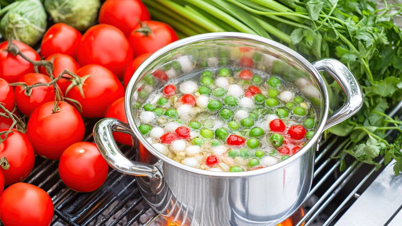 Outdoor Vegetable Soup Simmering on Grill Stock Image - Image of recipe ...