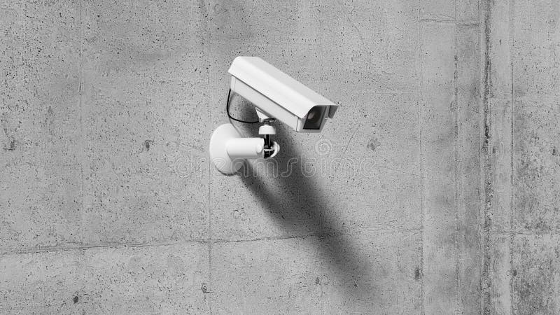 Outdoor Video Surveillance Camera on a Concrete Wall Stock Photo ...