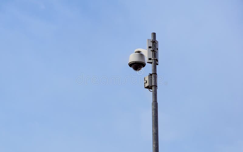 Outdoor Video Surveillance Camera , Dome Security Camera on the Street ...