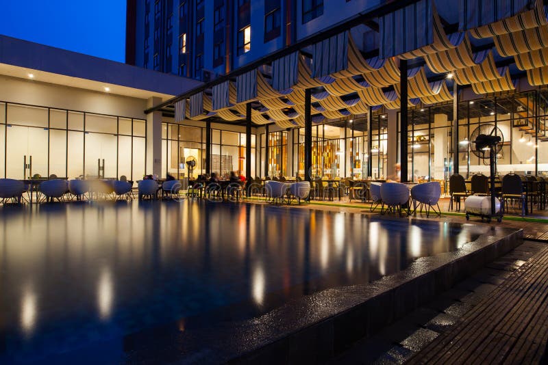 Outdoor View of Modern Restaurant Building Stock Photo - Image of ...