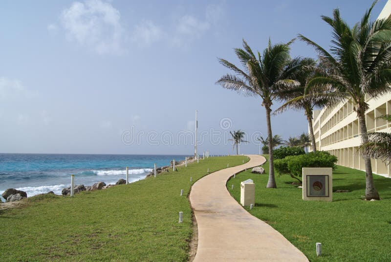 Outdoor View of a Path at the Mexican Gulf Side in Cancun Stock Image ...
