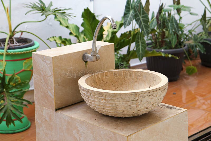 Outdoor Washbasin in the Yard, Faucet, Basin Stock Image - Image of ...
