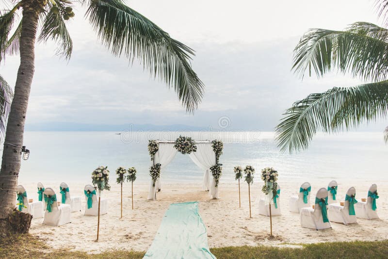 Outdoor Wedding Ceremony on the Sandy Beach Stock Image - Image of ...