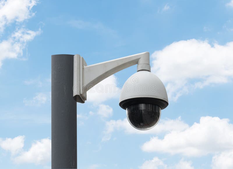 Outdoor CCTV on Pole in Park Stock Image - Image of copy, cctv: 276473389
