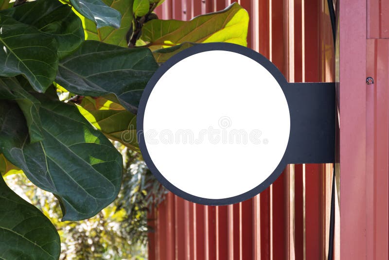 Outdoor White Circle Sign on Wall Stock Image - Image of entrance ...