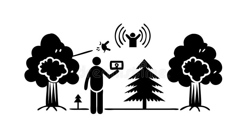 Outdoor Wireless Coverage, Forest Connectivity User, Vector Design ...