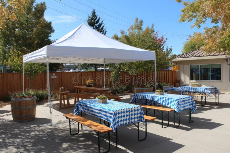 Elegant Outdoor Dining Setting Under Canopy Lights Stock Photos - Free ...