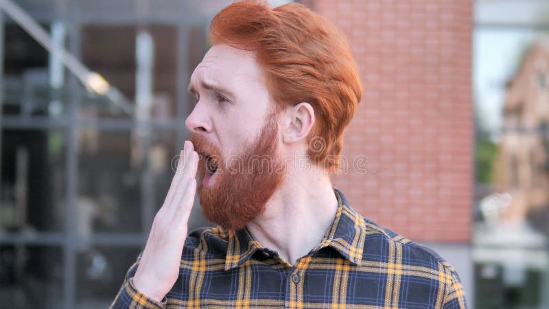 Outdoor Yawning Redhead Beard Young Man Stock Footage - Video of summer ...