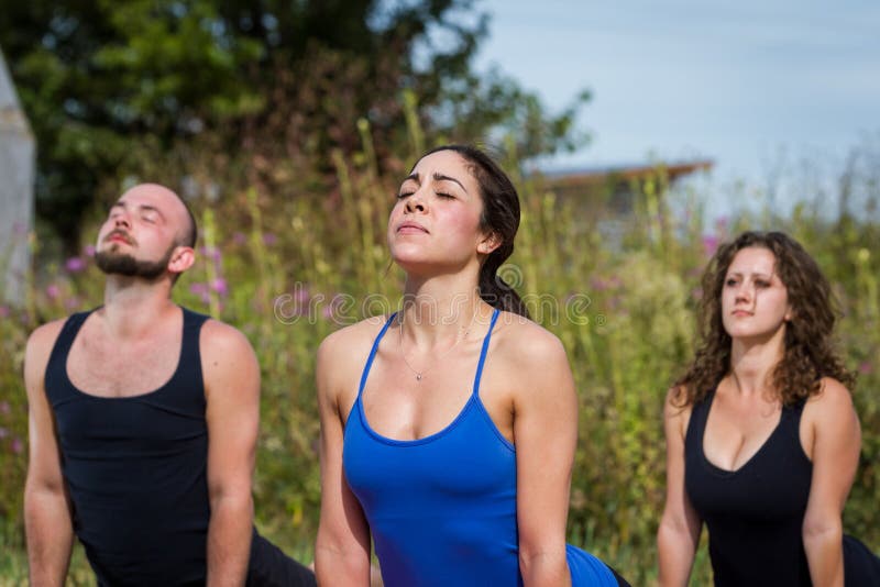 Outdoor yoga stock photo. Image of follow, instruction - 47025166