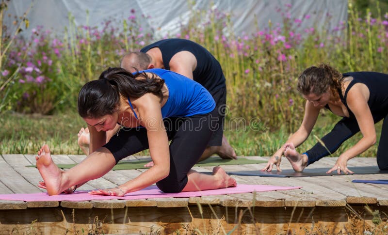 Outdoor yoga stock image. Image of wellness, roll, field - 20560767