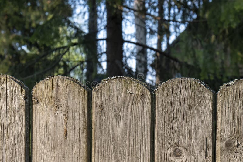 A Wooden Fence with Planks Rounded on Top. Outdoors of Day. Front View ...