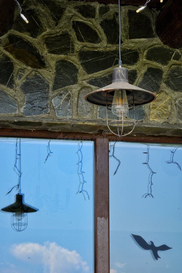 Outdoors Lamp and Its Reflection Stock Image - Image of reflection ...