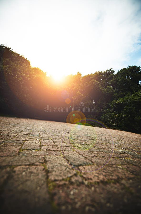 Outdoors is the Place To Be. Low Angle Shot of the Paving at a Public ...