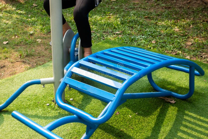 Outdoors Public Excercise Machine in a Public Park. Stock Image - Image ...