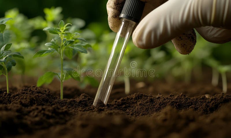 Outdoors, a Scientist Conducts Tests on Soil Quality and Seedling ...