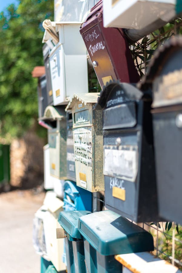 An Outdoors Shot of a Bunch of Old Mail Boxes Stock Image - Image of ...