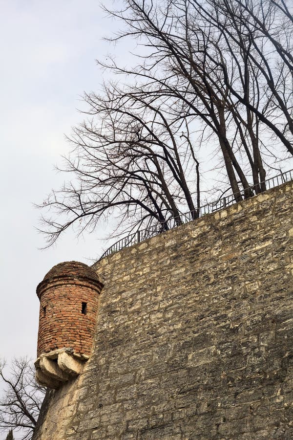 Outer Boundary Wall of a Castle with Trees and a Cloudy Sky As ...