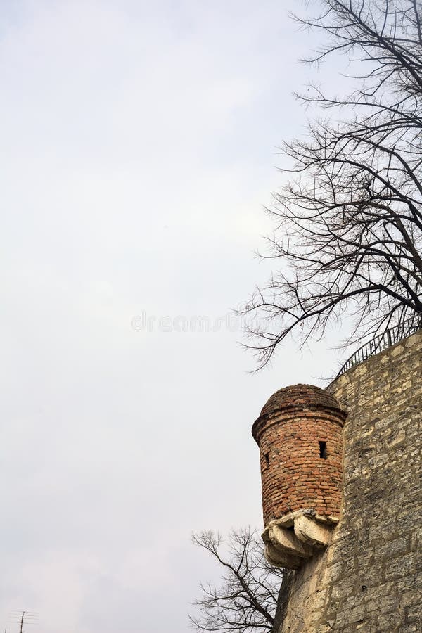 Outer Boundary Wall of a Castle with Trees and a Cloudy Sky As ...