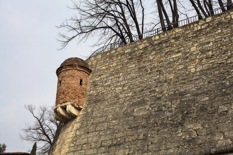 Outer Boundary Wall of a Castle with Trees and a Cloudy Sky As ...