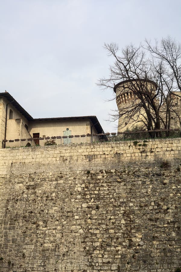 Outer Boundary Wall of a Castle with Trees and a Cloudy Sky As ...