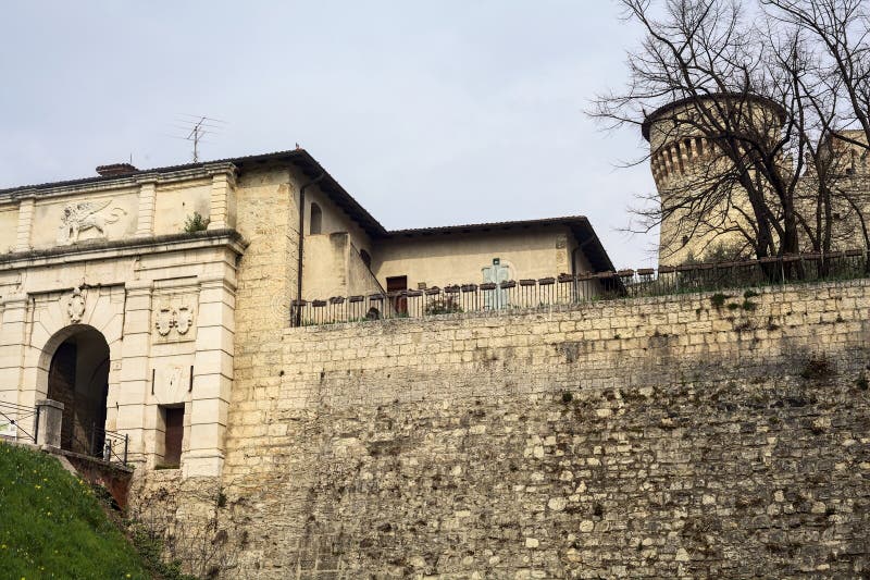Outer Boundary Wall of a Castle with Trees and a Cloudy Sky As ...