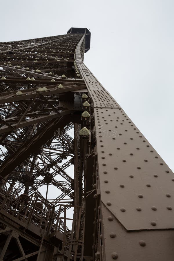 Outer Eiffel Tower Side Beam, Portrait Stock Photo - Image of landmark ...