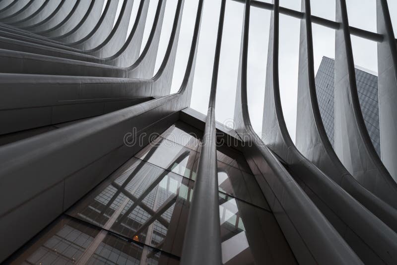 Outer Facade of the Oculus Train Station Under a Cloudy Sky - Suitable ...