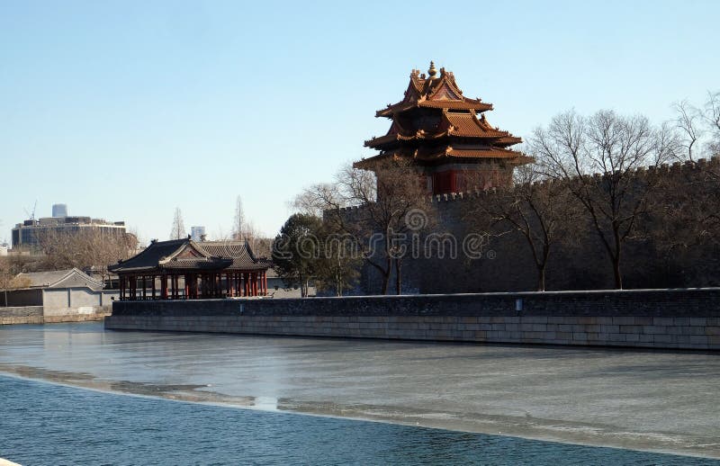Outer Moat Corner of the Forbidden City, Beijing Stock Image - Image of ...