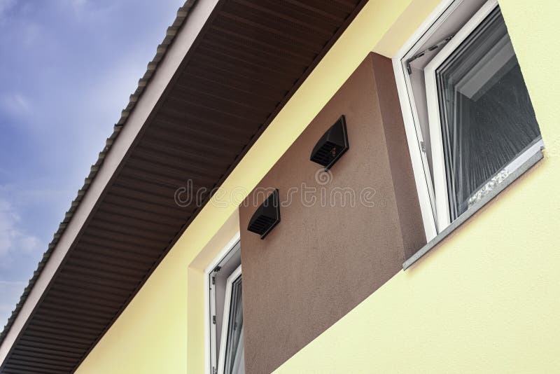 The Outer Side of the Wall of the House with Ventilation Holes for the ...
