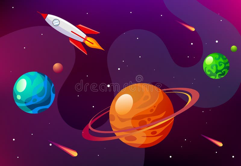 Cartoon Vector Illustration with Outer Space. Vector Background Galaxy ...