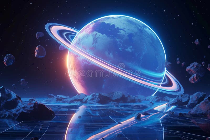 Outer Space Backdrop Highlights Planet in Stunning 3D Rendering Stock ...