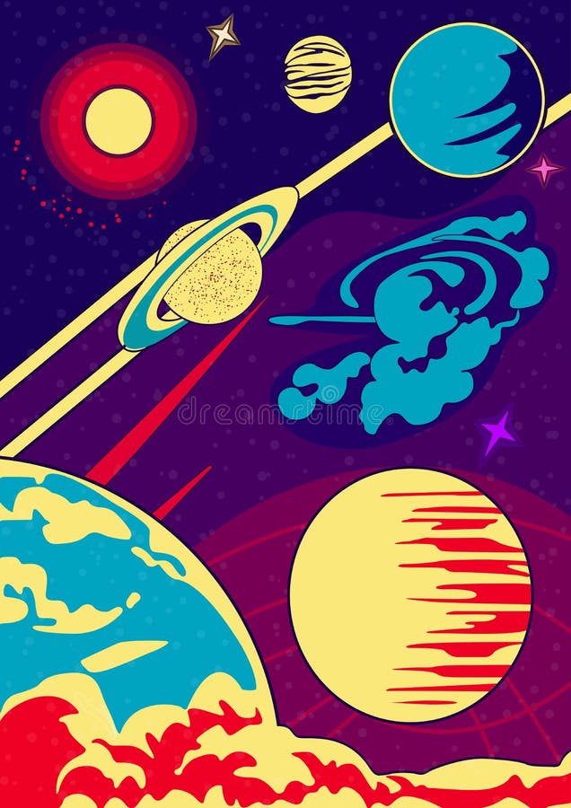 Outer Space Background. Cosmos Scenes with Planets, Stars, Comets ...
