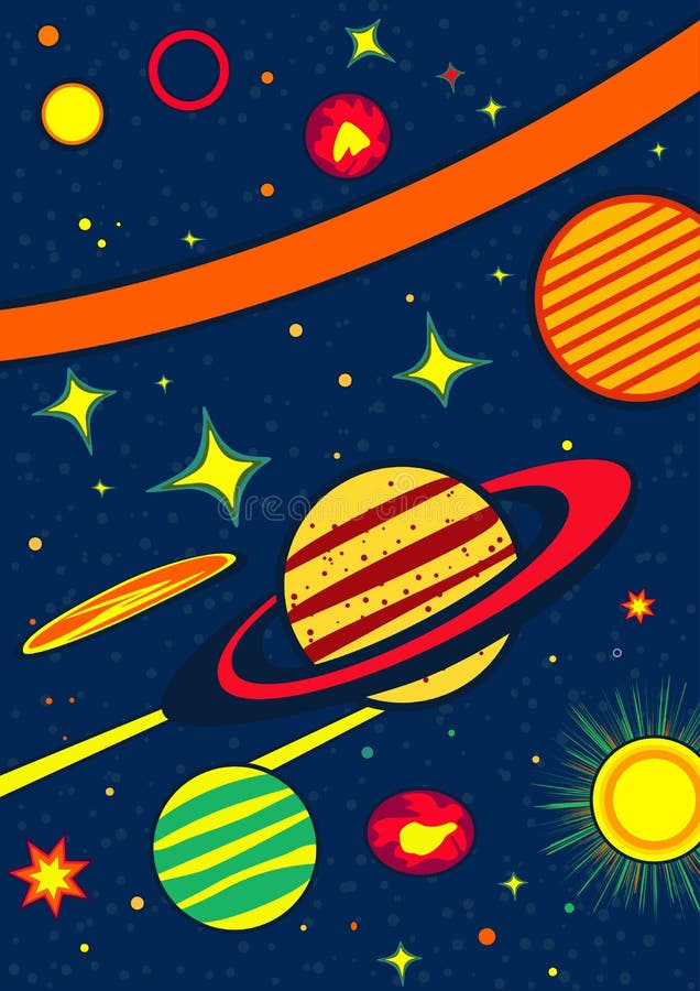 Outer Space Background. Cosmos Scenes with Planets, Stars, Comets ...