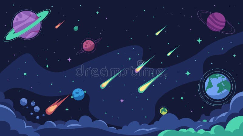 Outer Space Background with Planets and Stars. Cartoon Vector ...