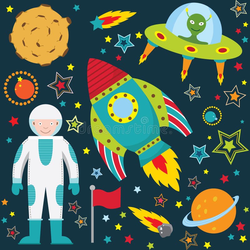 Outer Space Collection Set stock vector. Illustration of helmet - 57183833