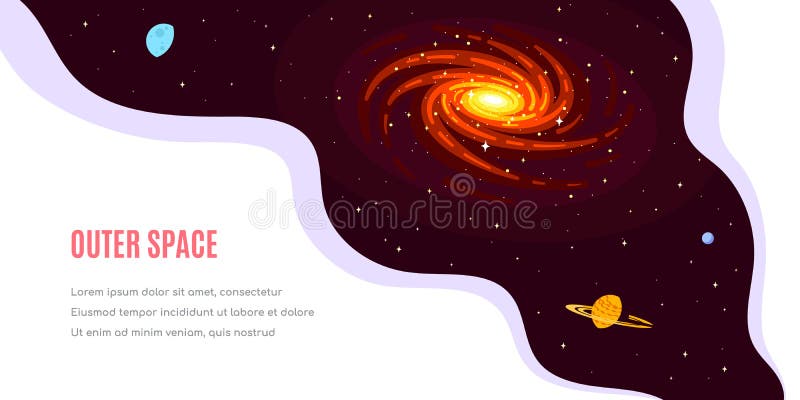 Outer Space Concept Banner Template in Flat Style Stock Vector ...