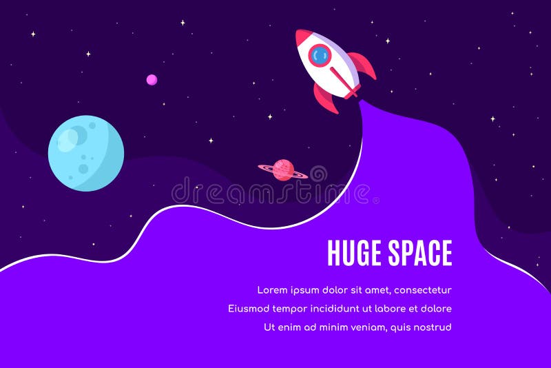 Outer Space Concept Banner Template in Flat Style Stock Vector ...