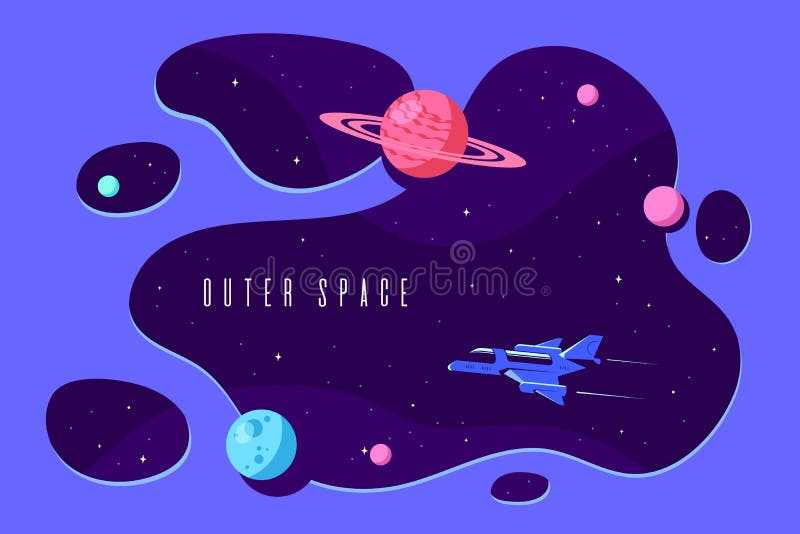 Outer Space Concept Banner Template in Flat Style Stock Vector ...