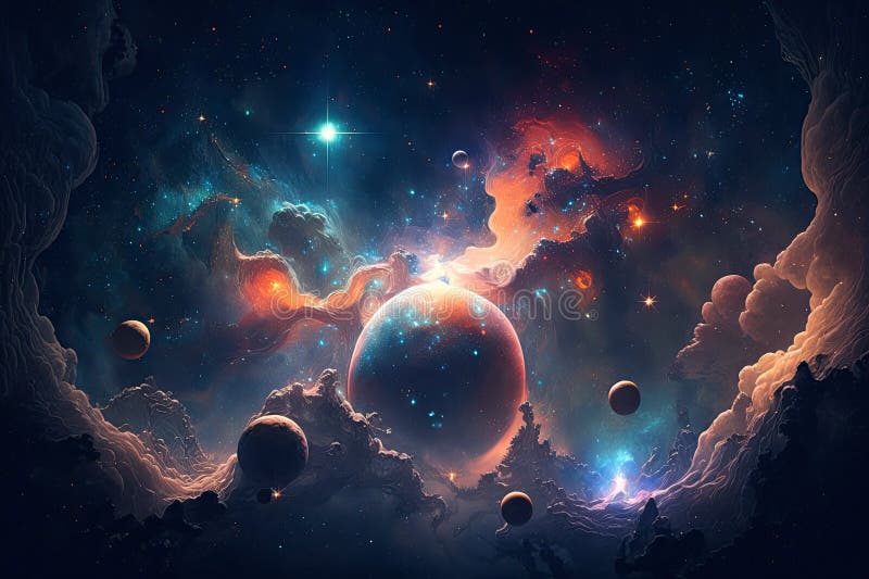 Outer Space with Constellations, Galaxies, Planets and Nebulae ...