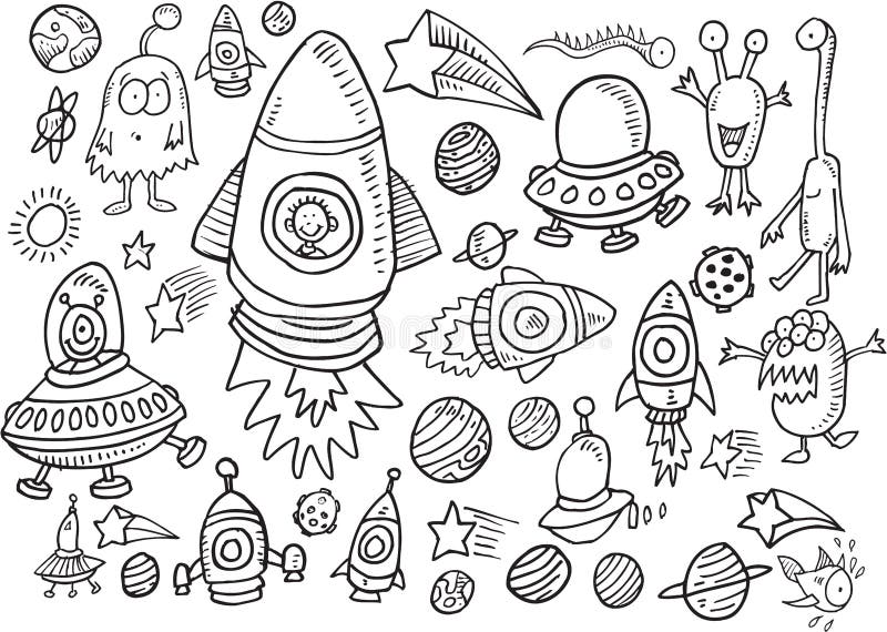 Outer Space Sketch Doodle Set Stock Vector - Illustration of sketch ... Outer Space Sketch Doodle Set Stock Vector - Illustration of sketch ...