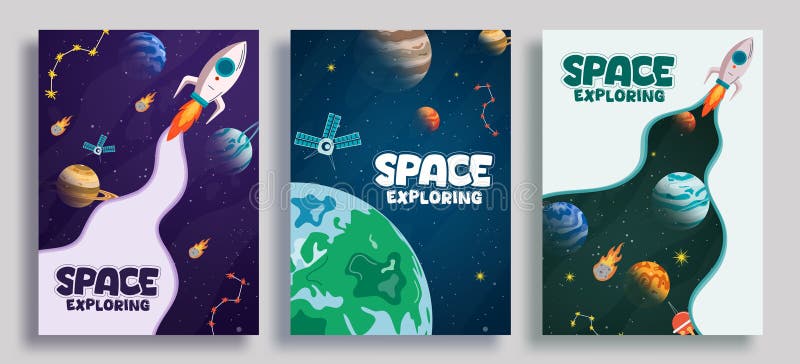 Outer Space Exploration Clipart Set. Solar System Exploring Science ...