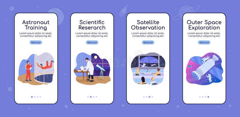 Outer Space Exploration Onboarding Mobile App Screen Flat Vector ...