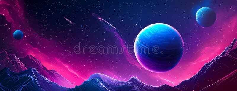 Outer Space with Faint Comets, Distant Planets, and Vibrant Star ...