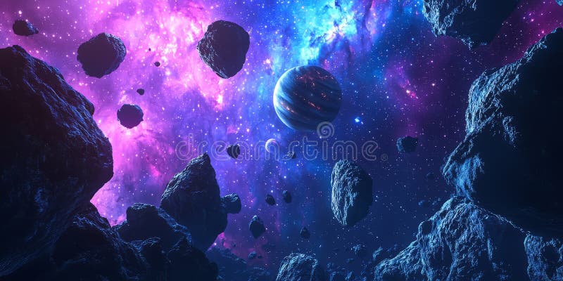 Outer Space with Faint Comets, Distant Planets, and Vibrant Star ...