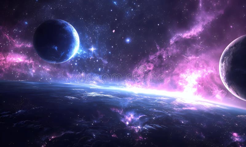 Outer Space with Faint Comets, Distant Planets, and Vibrant Star ...