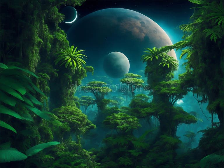 The Outer Space Fantasy Magical Forest, Generative AI Illustration ...