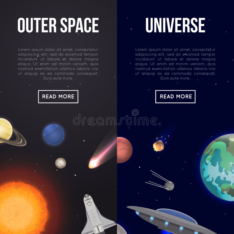 Outer Space Flyers with Cosmic Elements Stock Vector - Illustration of ...
