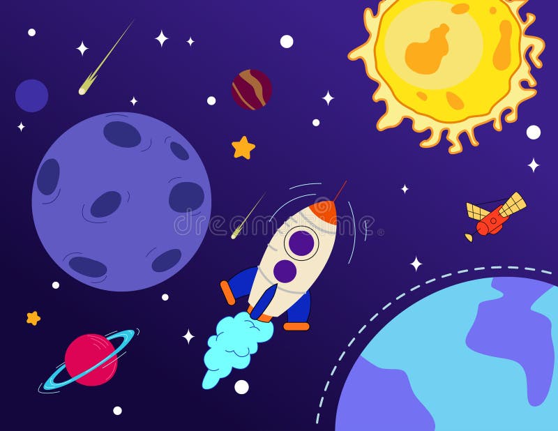 Outer Space Galaxy Rocket Vector Illustration Stock Vector ...