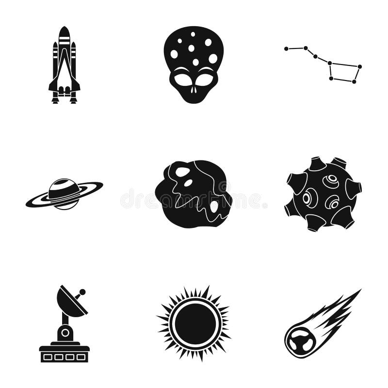 Outer Space Icons Set, Simple Style Stock Vector - Illustration of ...