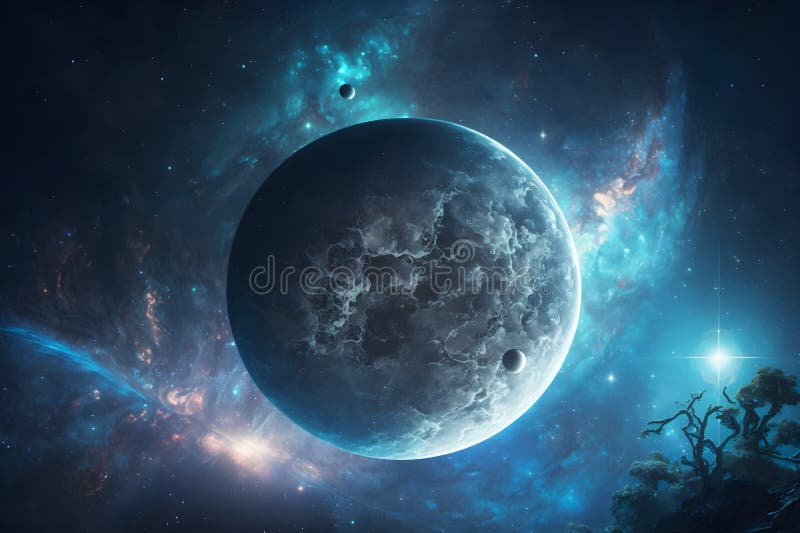 Outer Space Illustration with Planet Galaxy, Generatively Generated ...